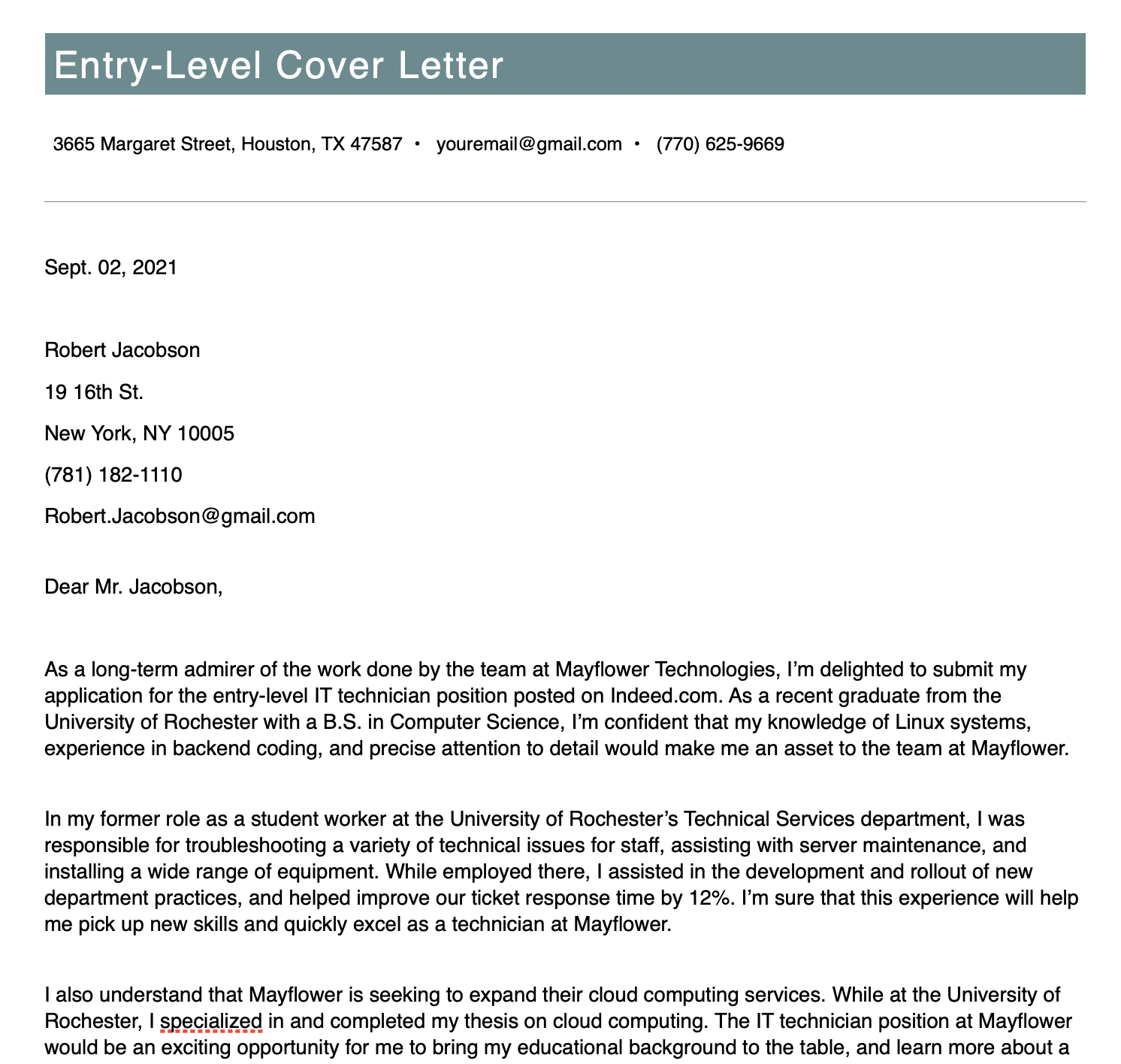 Entry Level Cover Letter Word-Doc Templates - Suitable For All Job ...